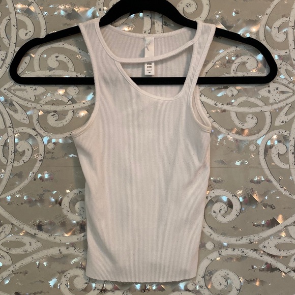 SKIMS | Tops | Skims White Ribbed Cutout Cropped Tank Top Xs | Poshmark
